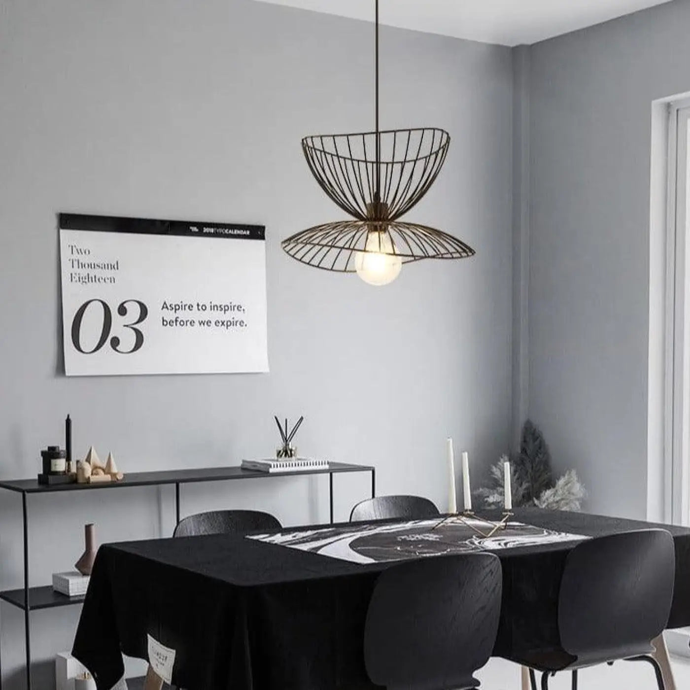 Suspension Métallique Noir A Double Coupole Inversée – Lustria
